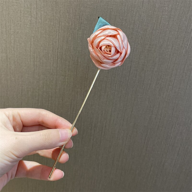 Mode Roze Doek Bloem Metalen Haar Sticks Voor Vrou... – Vicedeal