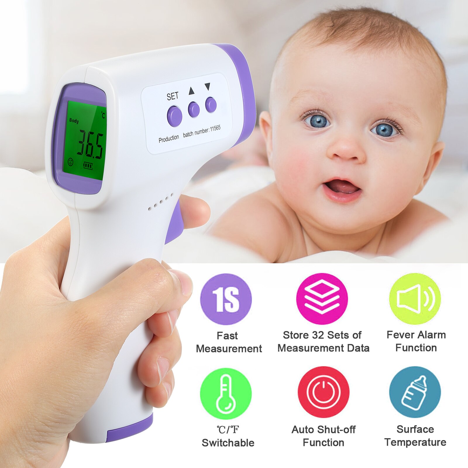 Non-Contact Infrared Thermometer Digital Forehead ... – Grandado