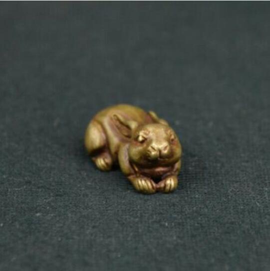 China's archaize pure brass rabbit small statue Or... – Grandado