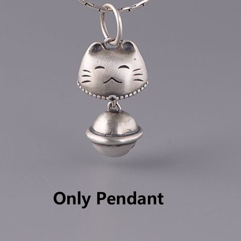 BALMORA Real 925 Sterling Silver Cute Cat&Bell Ret... – Grandado