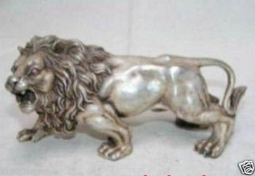 Chinese Tibet silver white exquisite bronze lion s... – Grandado