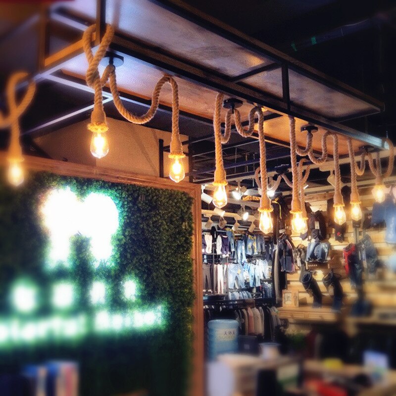 Vintage Pendant Lights E27 LED Single Double Hemp ... – Grandado