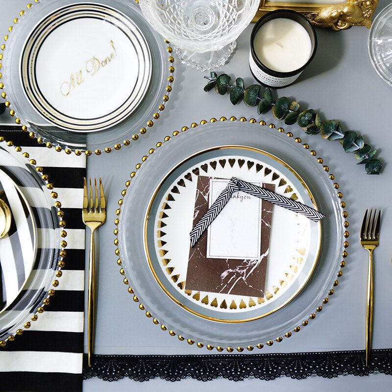 Gouden Rand glas parel lade transparant glas krale... – Grandado