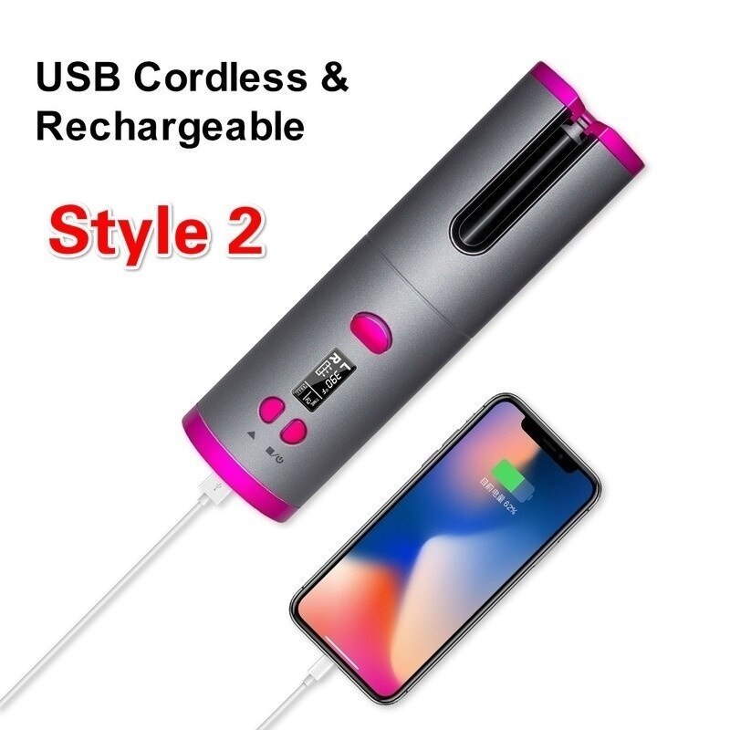 Cordless Auto Waves Curling Iron Electric USB Rech... – Vicedeal