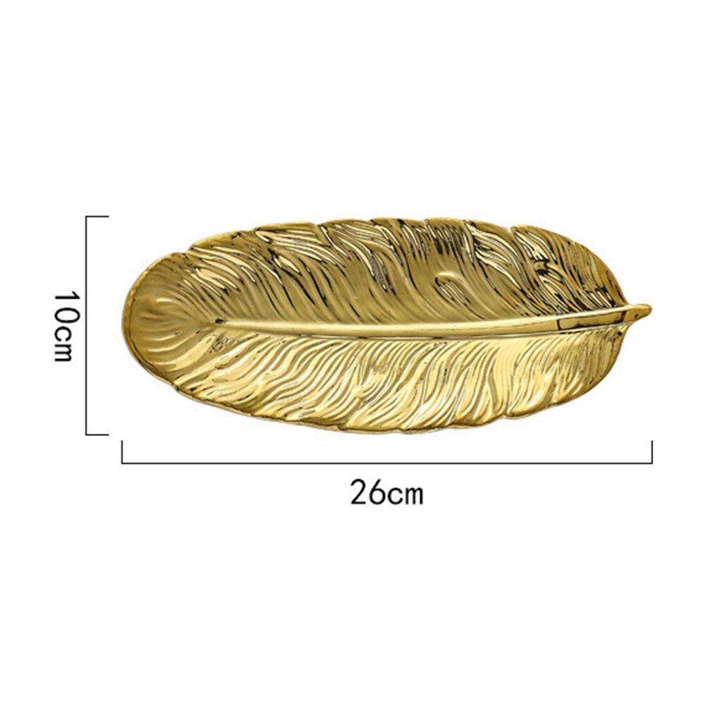 Gold-Plated Ceramic Tray Dark Green Feather Banana... – Grandado