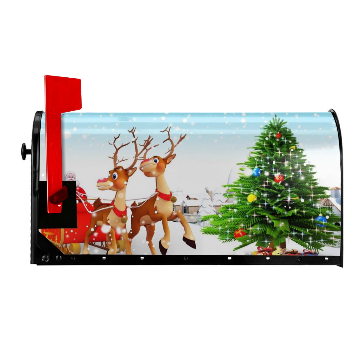 Santa And The Elk Brought Mailbox Cover Happy Year... – Grandado
