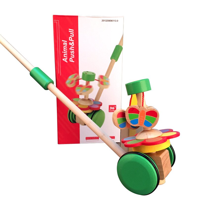 Baby toy walker wooden single pole cartoon drag tr... – Vicedeal