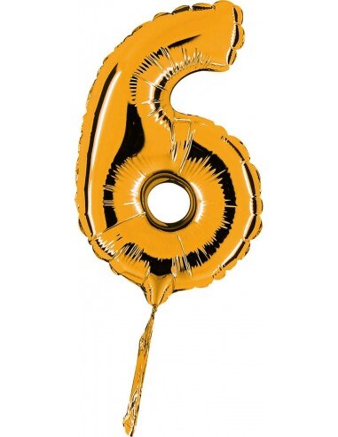 Ballon Nummer 6 van 18cm Gold-Foil Polyamide-G0702... – Vicedeal