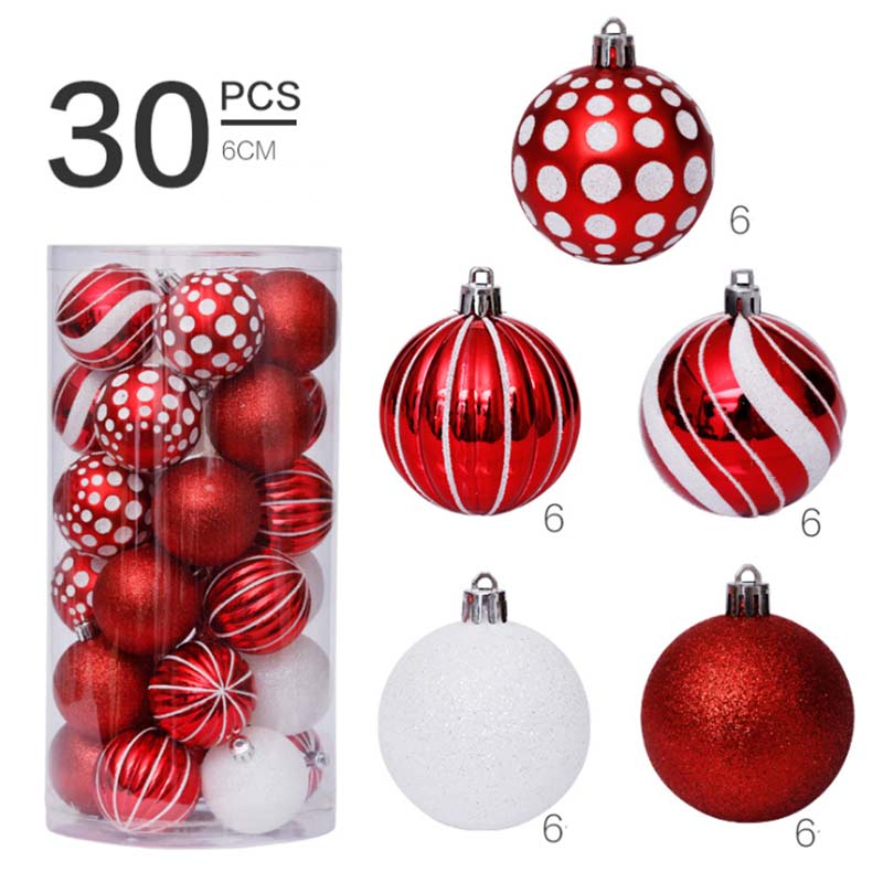 30 pcs Red Christmas Ball Set Plastic Painted Chri... – Vicedeal