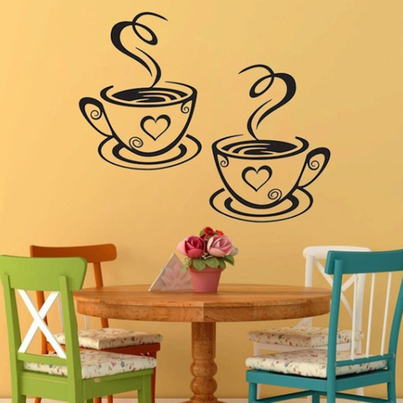 2pcs Wall stickers printed 3D coffee mug wallpaper... – Vicedeal