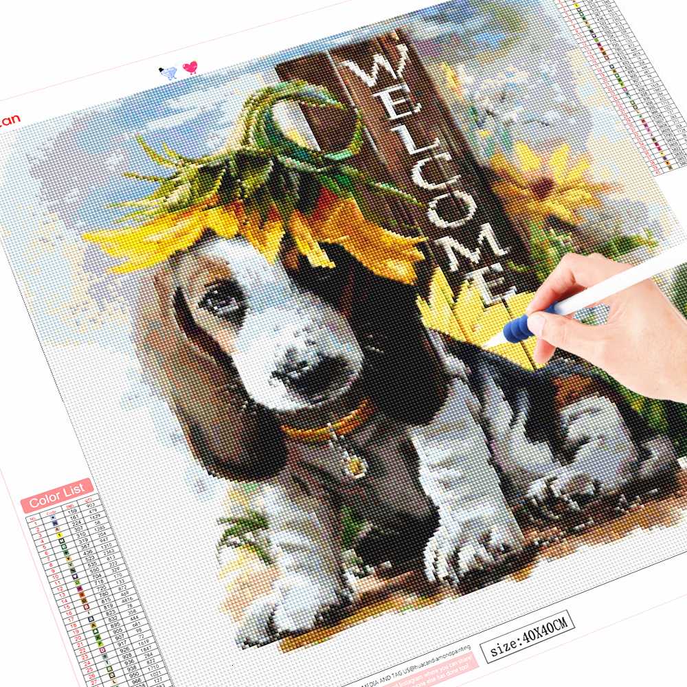 HUACAN 5d Diamond Painting Full Square Dog Cartoon... – Grandado