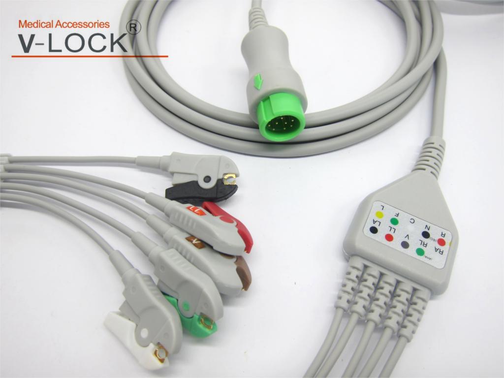 One-piece ECG cable and leadwires 3leads 5 leads s... – Vicedeal