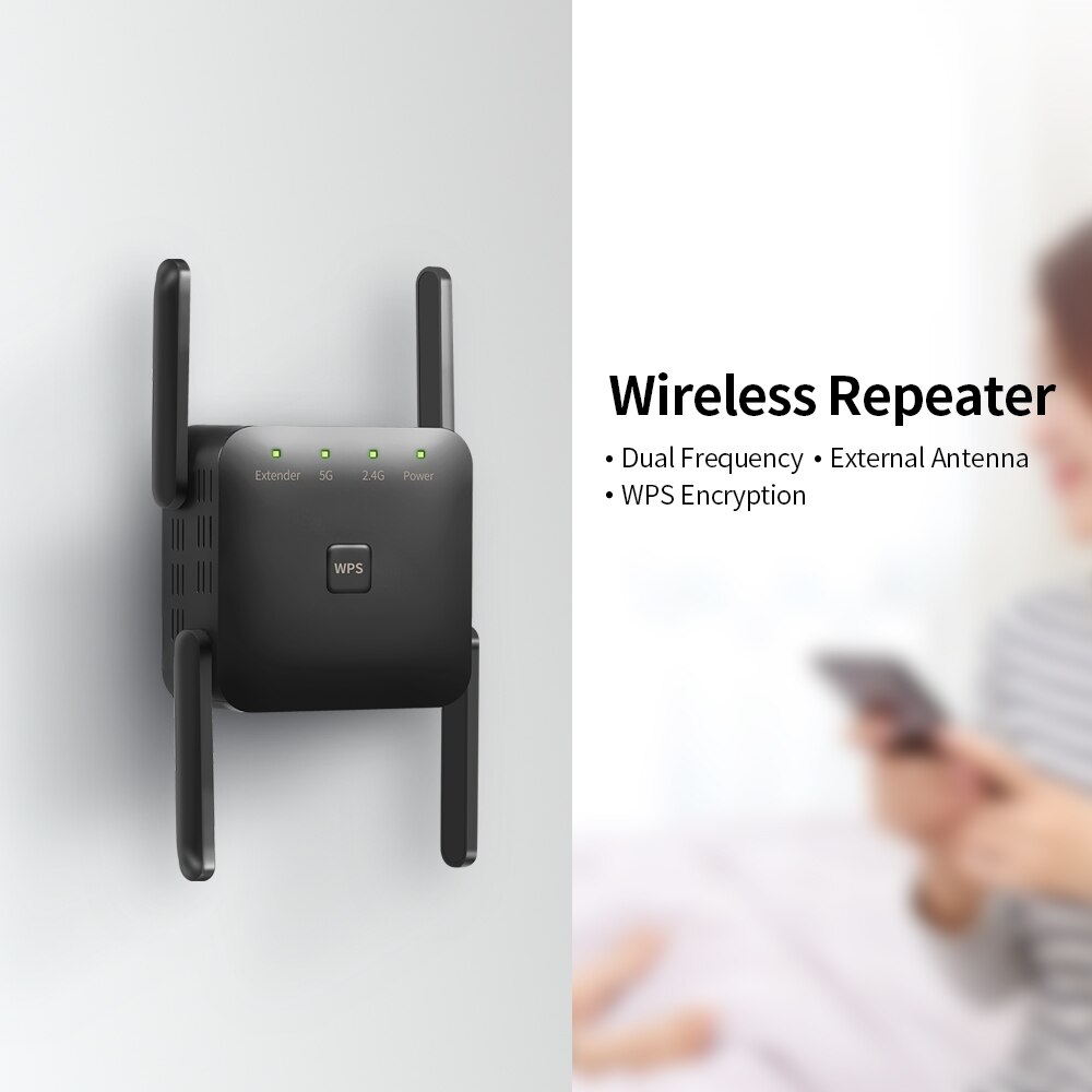 WiFi Repeater 1200Mbps Dual Frequency 2.4G/5G Wire... – Grandado