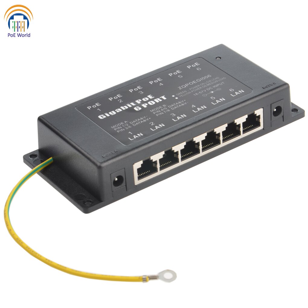 Dual connectors Up to 60W Gigabit POE 6 Port Power... – Grandado
