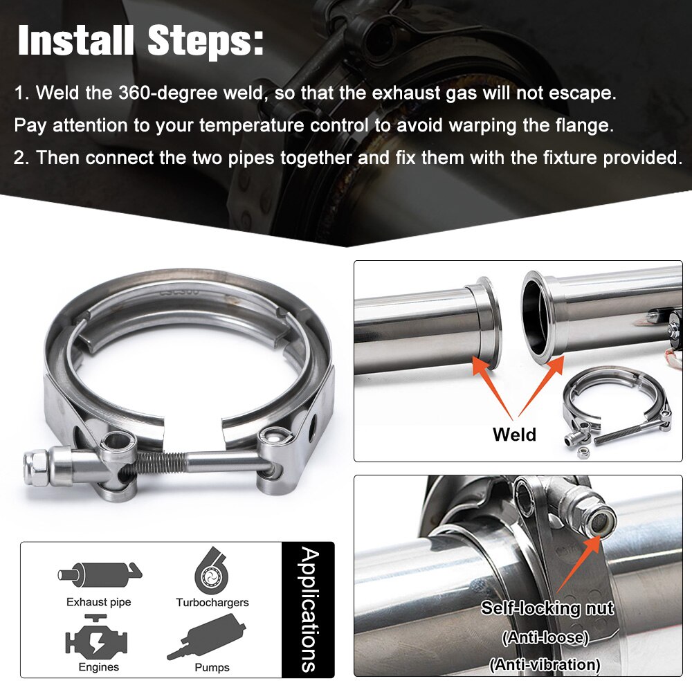3" Stainless Steel 304 Normal V Band Clamp Tu... – Vicedeal