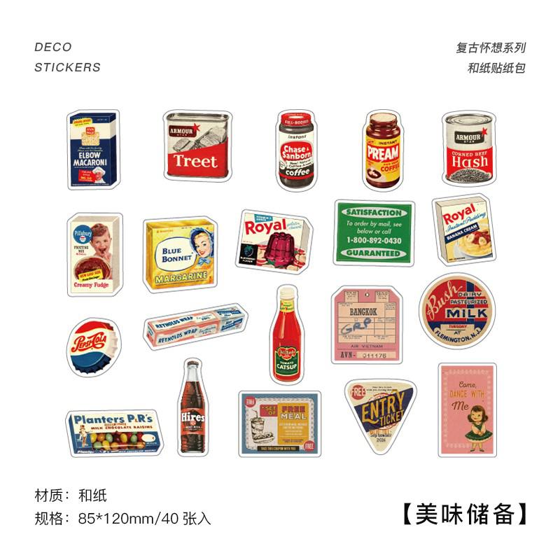 40 Pcs Stickers Set Vintage Character Yummy Food J... – Grandado