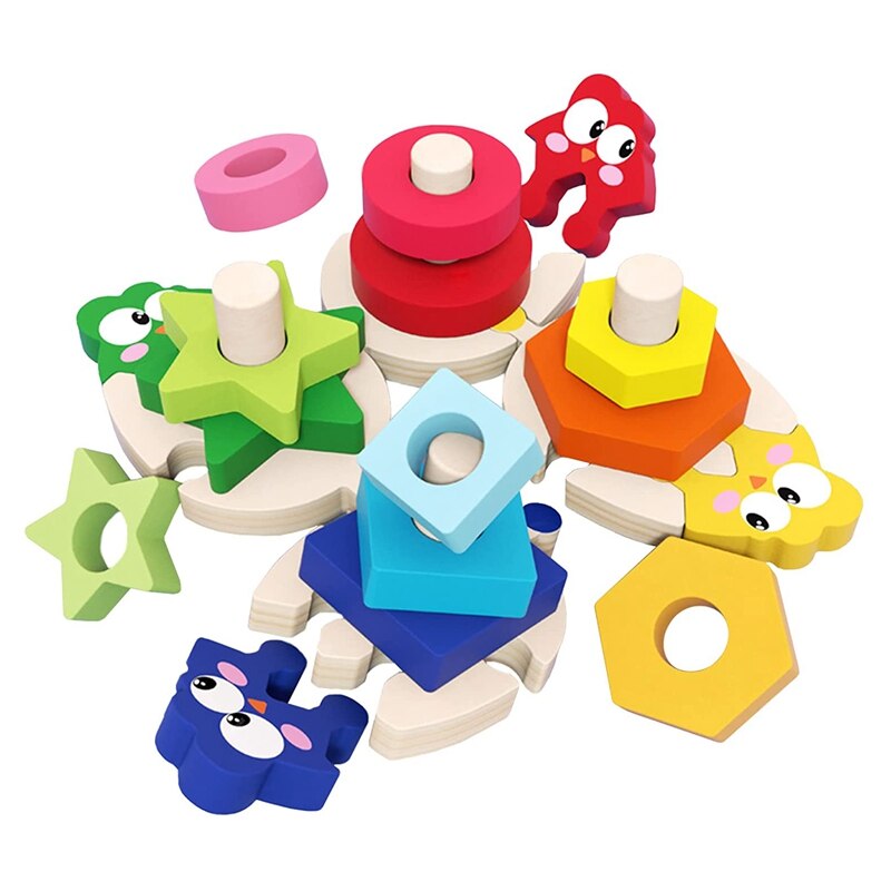 Wooden Stacking Toys Wooden Sorting and Stacking T... – Vicedeal