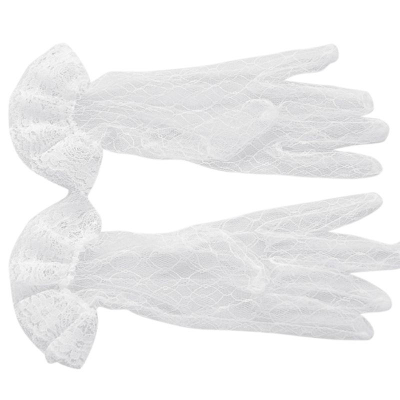 1 Pair White Bridal Wedding Short Gloves Full Fing... – Vicedeal