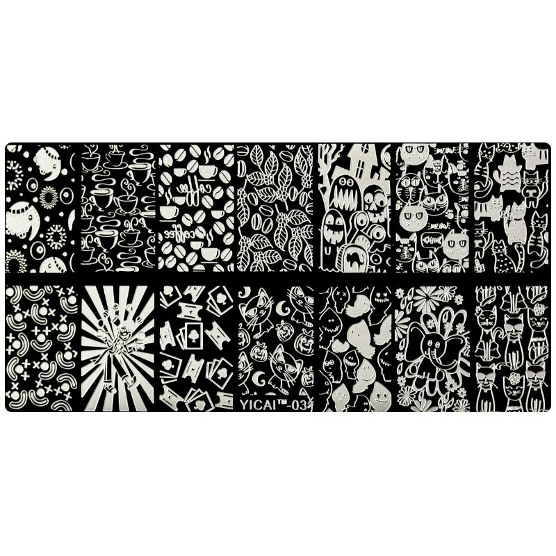 1Pc YICAI01-10 Bloem Afbeelding Nail Plate Stempel... – Grandado