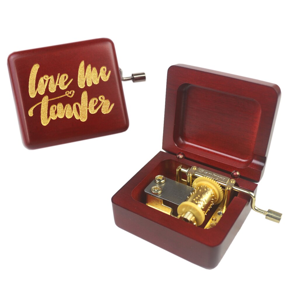 Rosiking Carved wooden hand crank Love me tender M... – Grandado