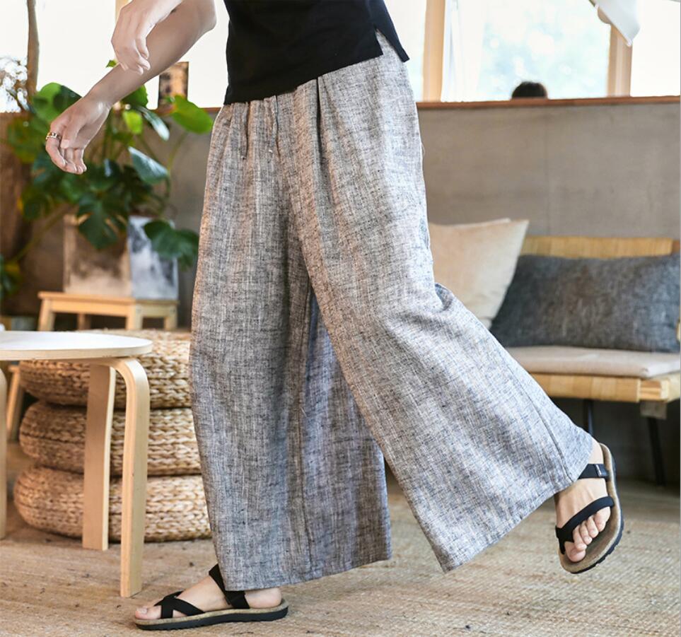 Sinicism Store Man Linen Wild Leg Pant Men Casual ... – Vicedeal