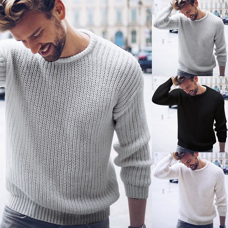 Oeak Men Brand Sweater Black White Casual Knitted ... – Grandado
