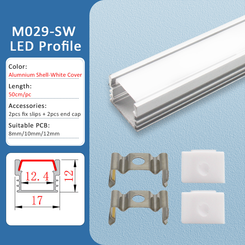 LED Strip Aluminum Profile 50CM Recessed Surface M... – Grandado