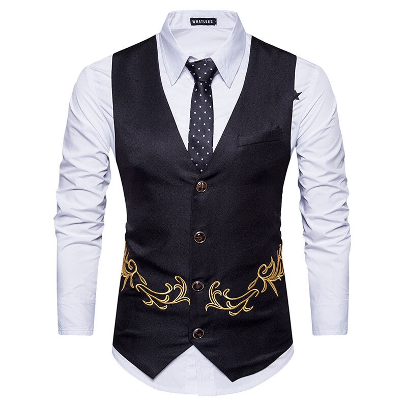 Mens Slim Fit Single Breasted Suit Vest Brand Embr... – Vicedeal