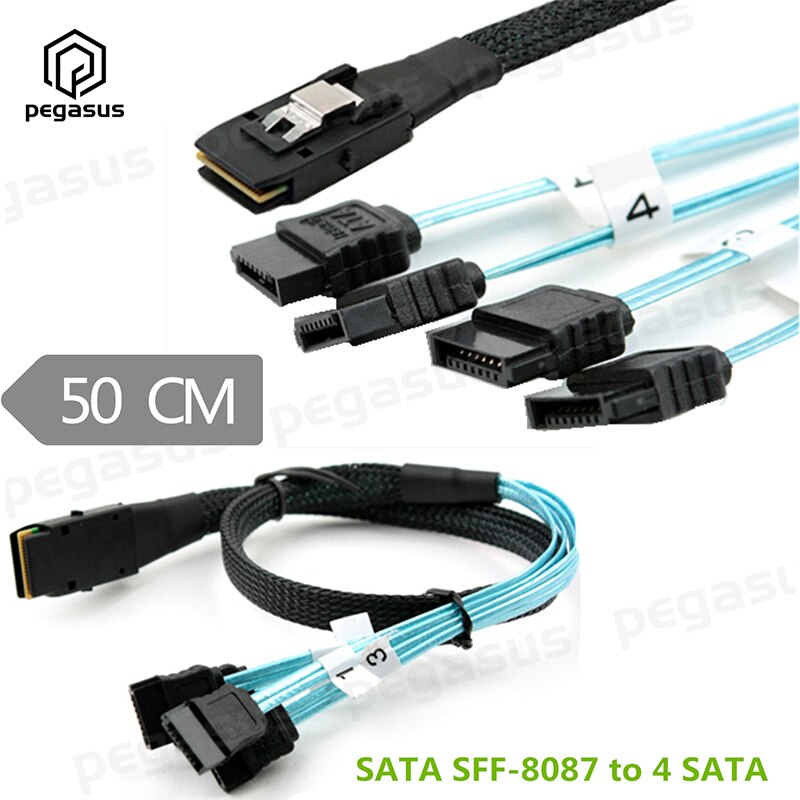 50CM 6Gbps Mini SAS SFF-8087 to 4*SATA 7-Pin Forwa... – Grandado