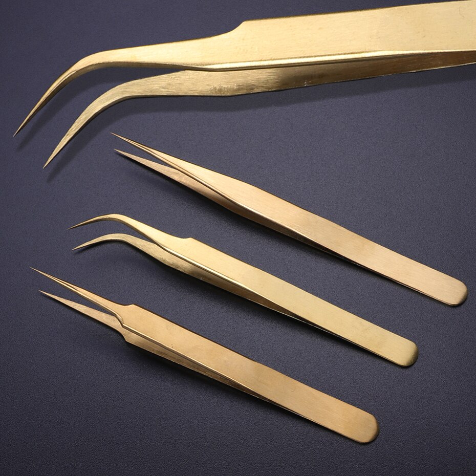3/1Pc Golden Wimper Extension Pincet Nail Art Deco... – Grandado