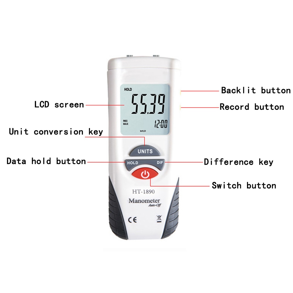 Digital Manometer air pressure meter air pressure ... – Vicedeal