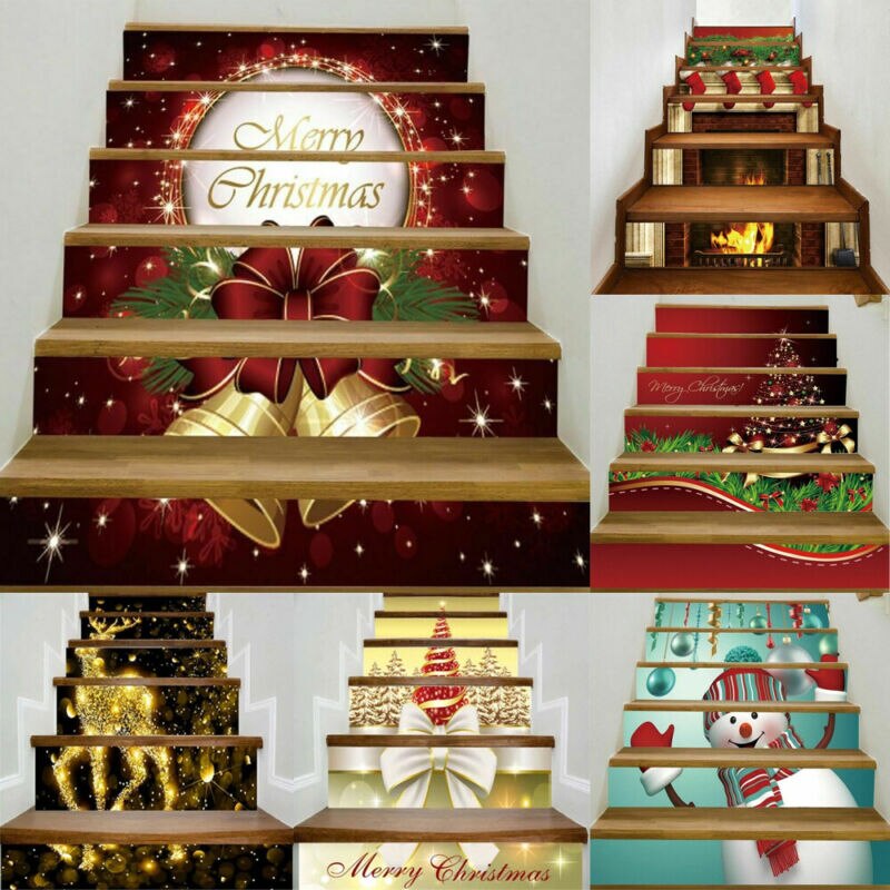 3D Christmas Tree 6 Stair Risers Decor Photo Stair... – Grandado