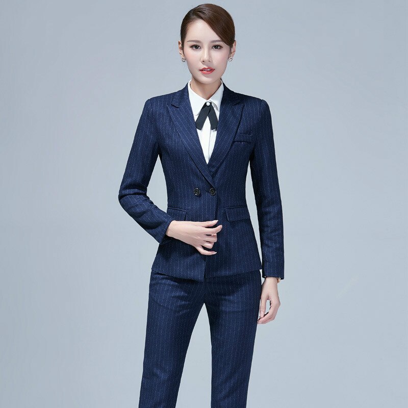 Striped Women Suits Office Lady Formal Pant Suits ... – Vicedeal