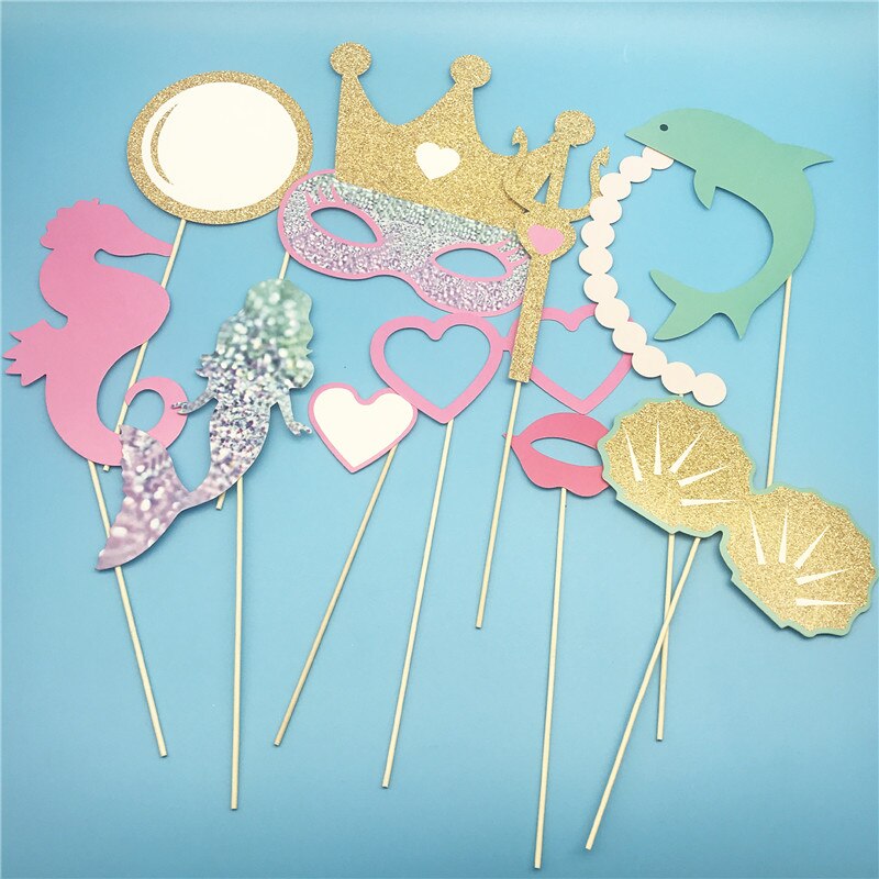10Pcs Mermaid Photo Booth Props Gelukkige Verjaard... – Grandado