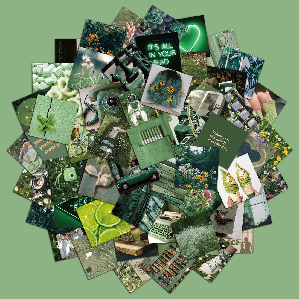 56 Green Style Solid Color Landscape Stickers Girl... – Grandado