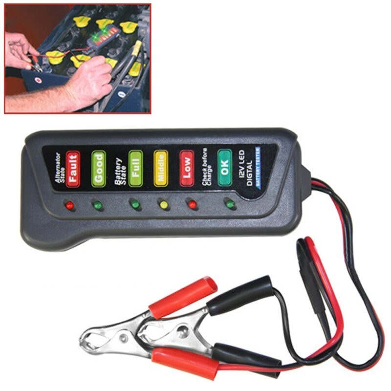 12V Battery Tester Car Battery Meter with Two Clip... – Grandado