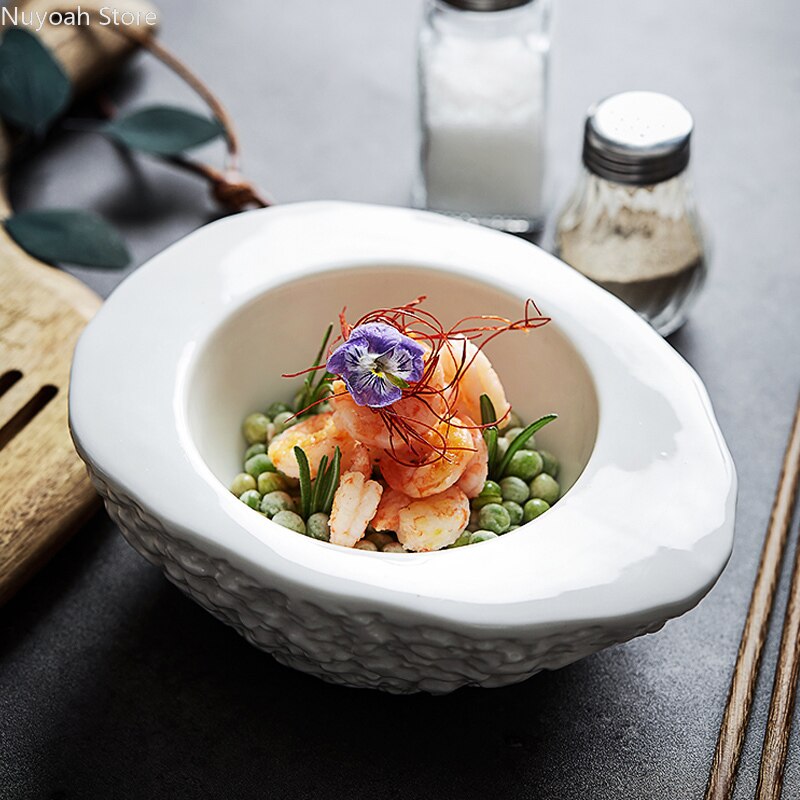 White Special-shaped Irregular Dinner Plate Stone ... – Vicedeal