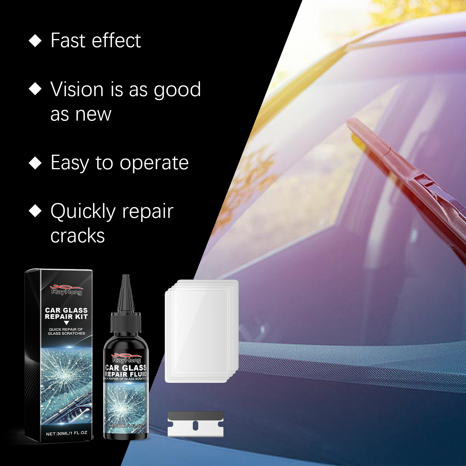 Windshield Repair Kit - Crack Fix Liquid & Tools, ... – Vicedeal