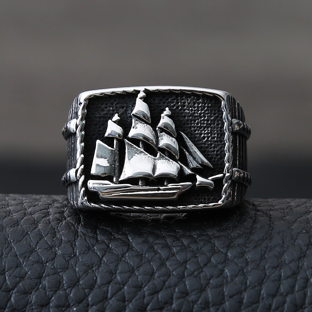 Vintage Viking Piraat Zeilboot Ring Mannen Biker R... – Grandado