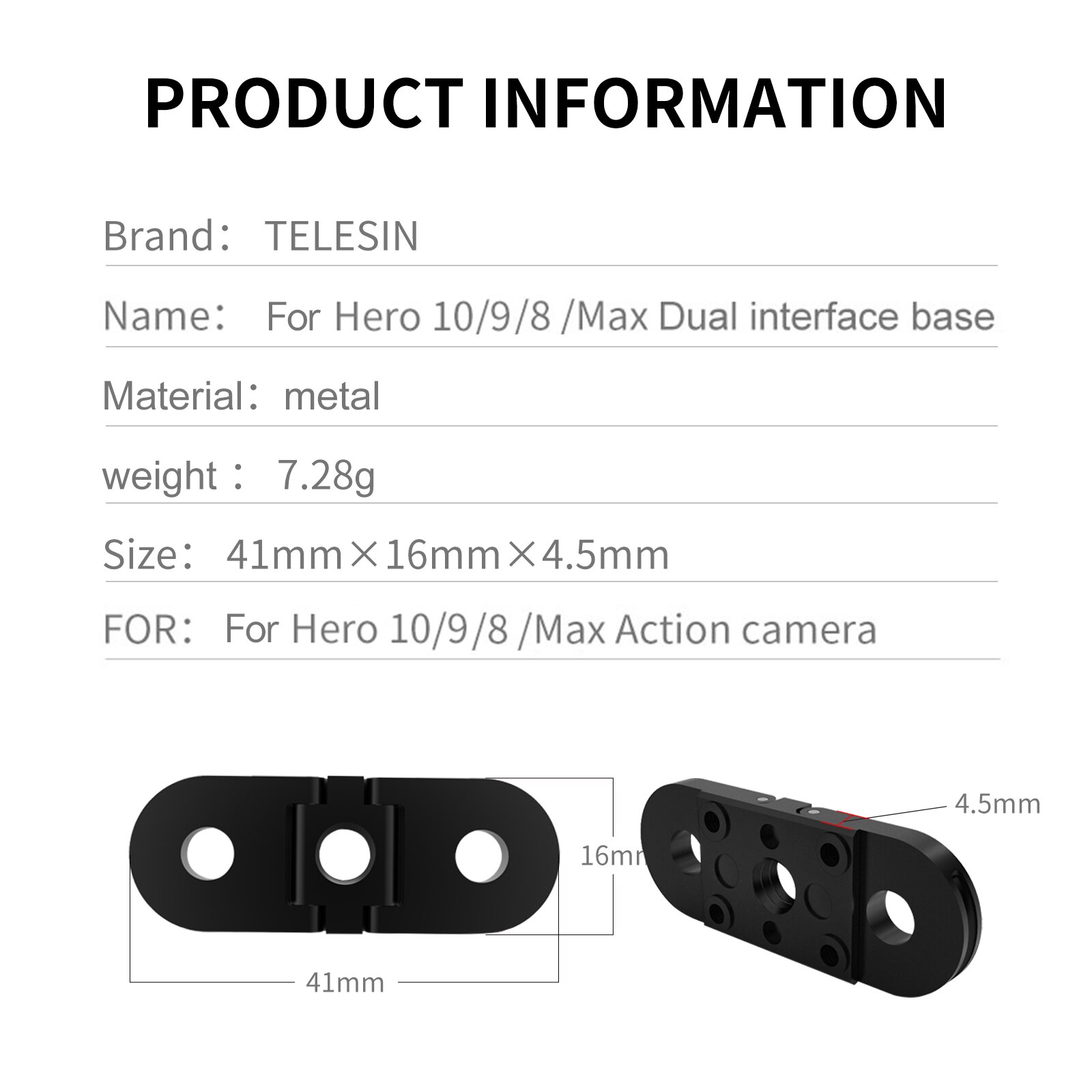 TELESIN Stativ Mount Adapter Für GoPro Hero 10 9 H... – Vicedeal