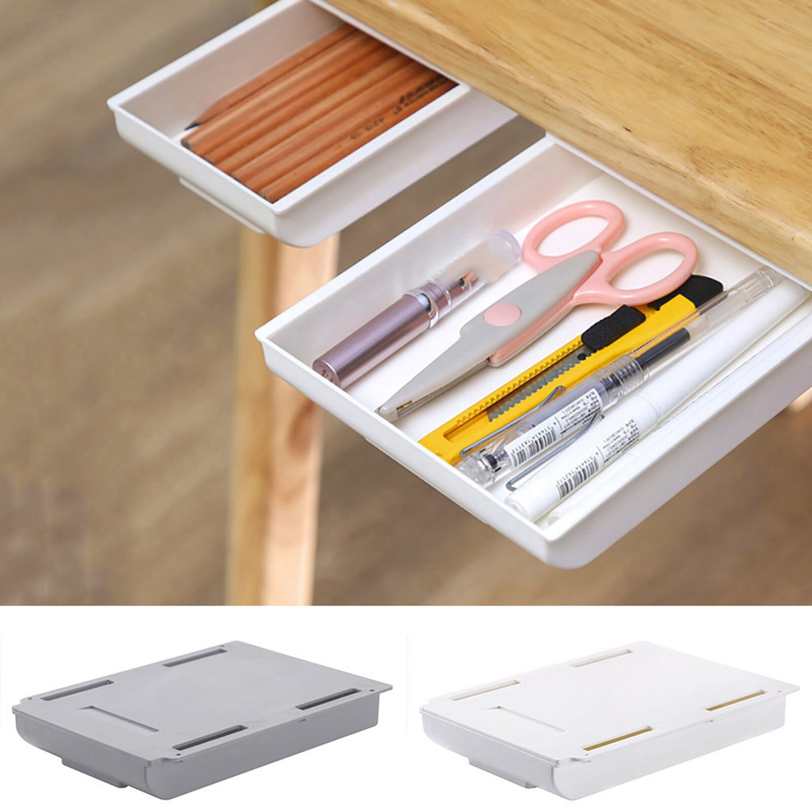 # Self Stick Pencil Tray Desk Table Storage Drawer... – Vicedeal