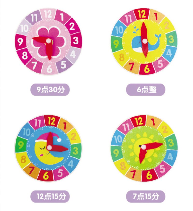 Kids Wooden Clock Toy Teaching Aids Clocks and Wat... – Grandado