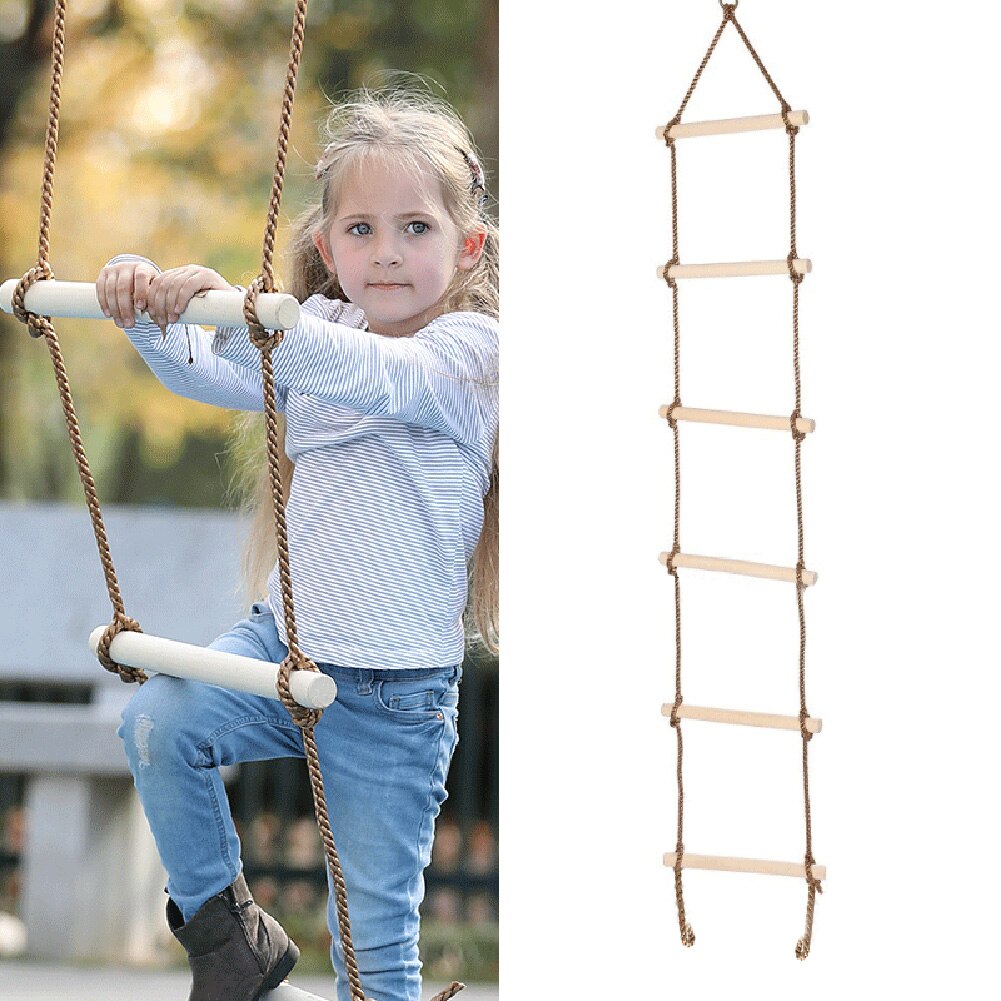 Climbing Rope Ladder for Kids(69") 5 Wooden Steps ... – Vicedeal