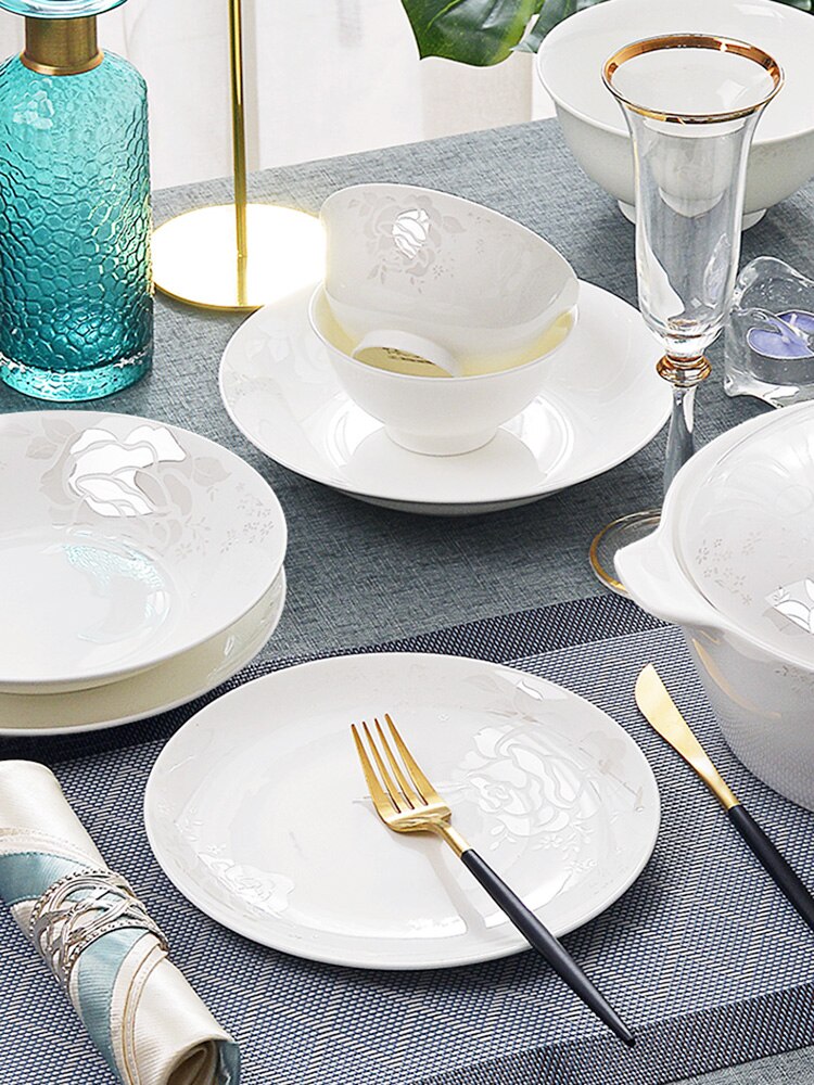 Bone Porcelain Plate Vegetable Plate Household Wes... – Vicedeal