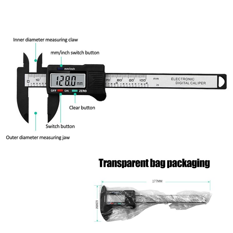 0-100mm Digital Caliper Carbon Fibre Vernier Calip... – Vicedeal