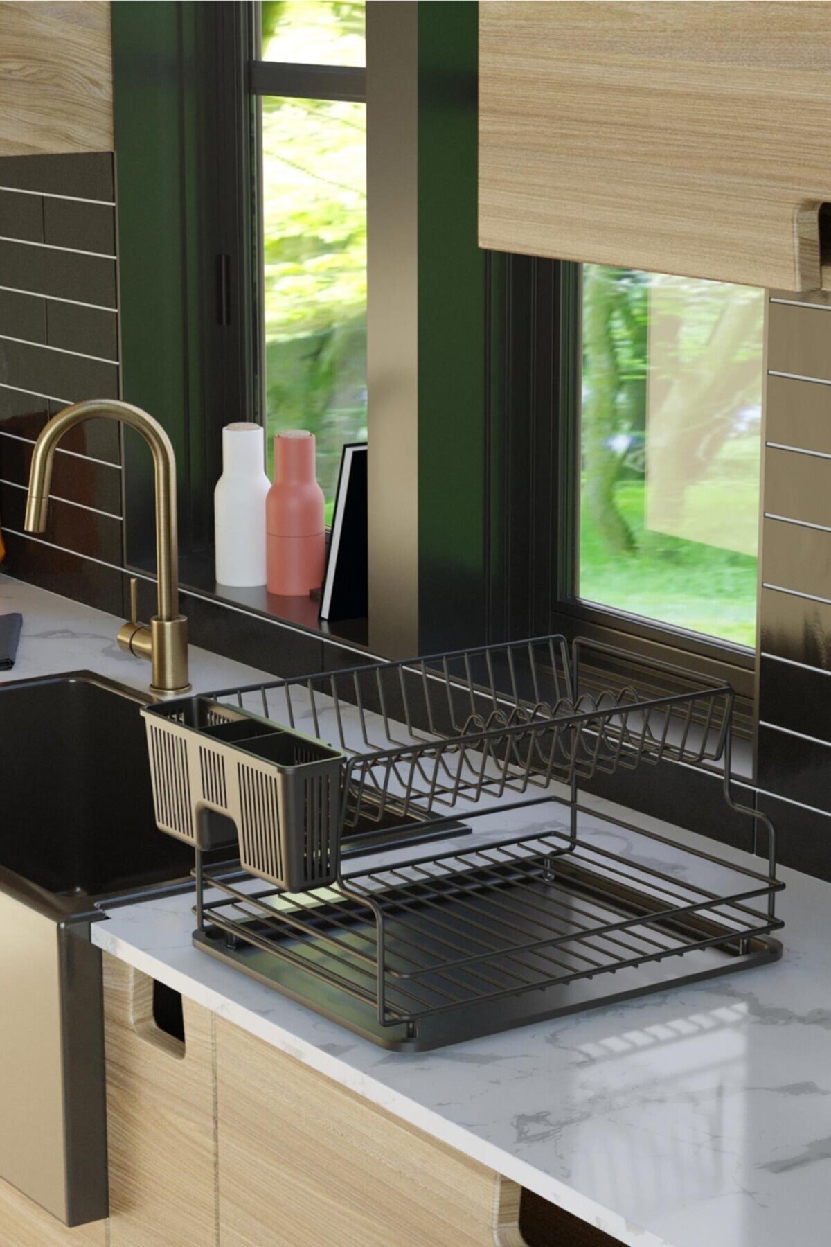 Black Two Layer Dish Rack Plate-rack Kb005 – Grandado