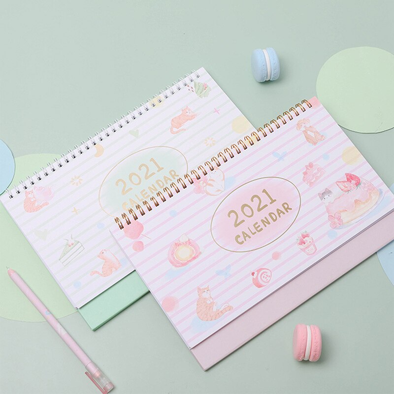 Cartoon Cat Desk Calendar Cute Table Calendars Tim... – Grandado