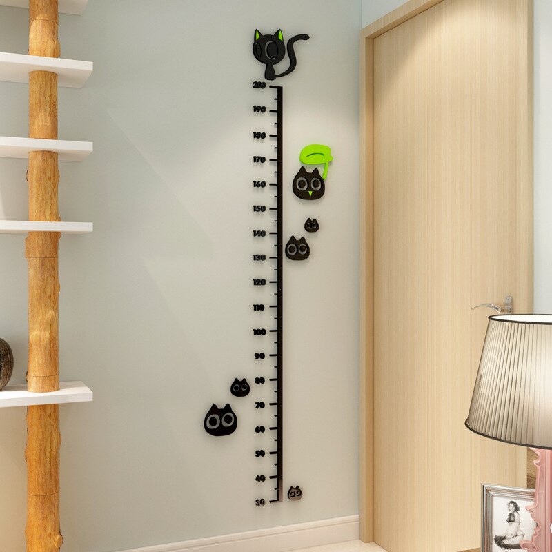 3D Acrylic Baby Height Chart Stickers Cat Flower W... – Grandado