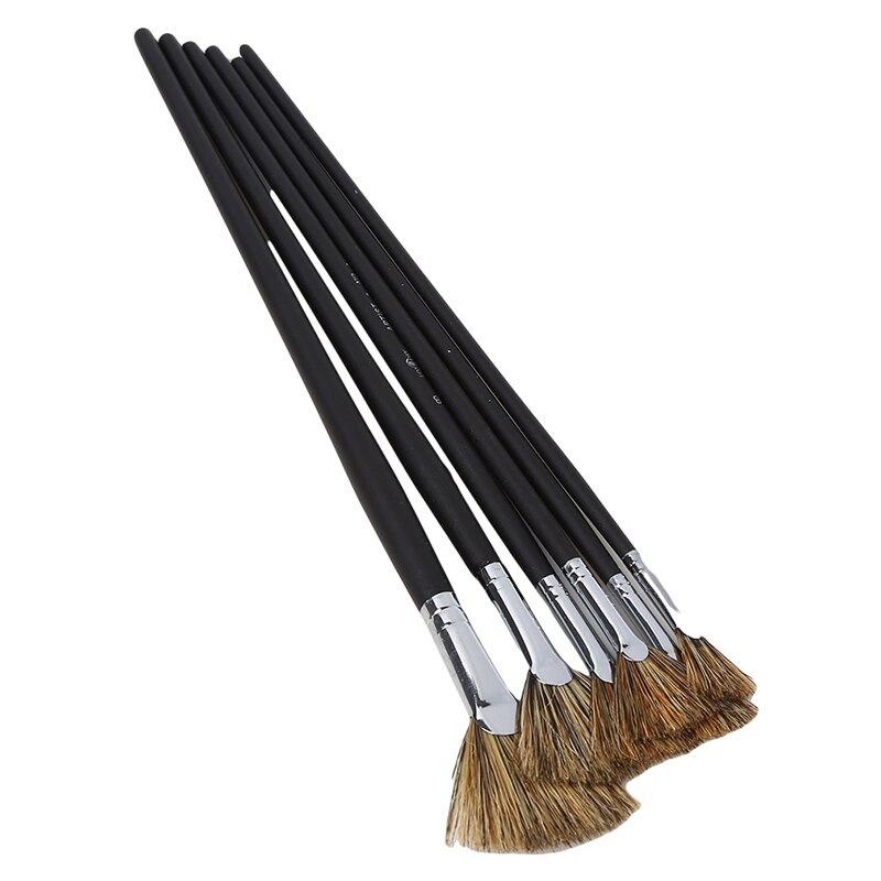 6 Pcs Offer Wild Boar Bristle Brush Pen Set Fan Sh... – Grandado