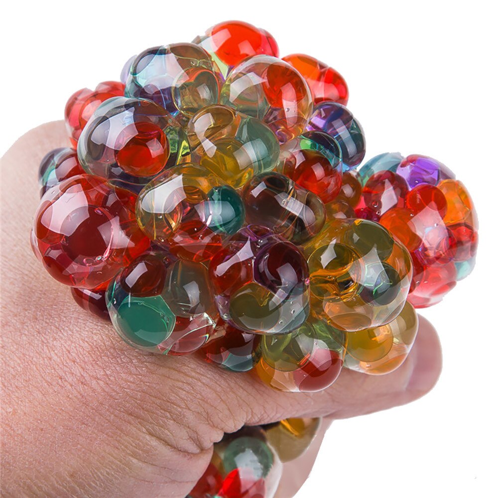 Rainbow Mesh Ball Stress Glowing Squeeze Grape Toy... – Grandado